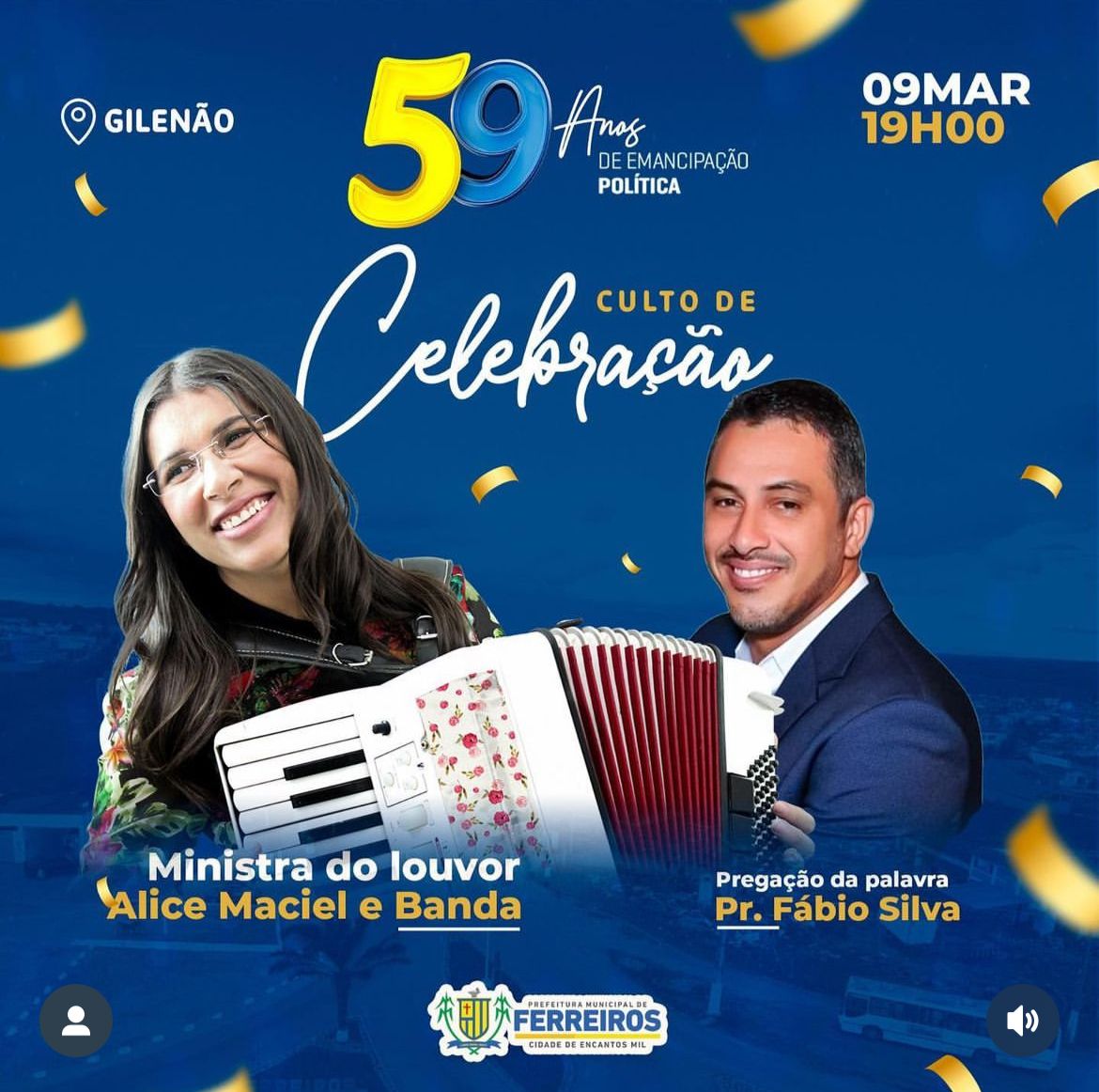 Ferreiros: Alice Maciel e Banda se apresenta hoje (9), pelos 59 anos de ...